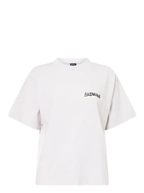 Balenciaga Logo-print Relaxed-fit T-shirt - Dirty White