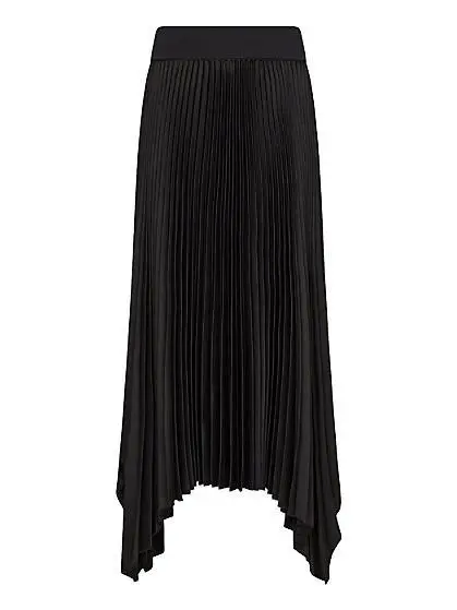 JOSEPH Plissé Crepe Midi Skirt - Black