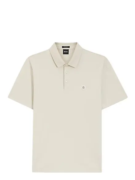 BOSS Double B-logo Mercerised Cotton Polo Shirt - Open White
