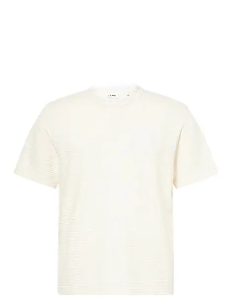 FRAME Jacquard Stripe Cotton T-shirt - Cream