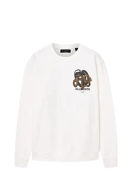 ALLSAINTS Reticulate Graphic-print Cotton Sweatshirt - Chalk White