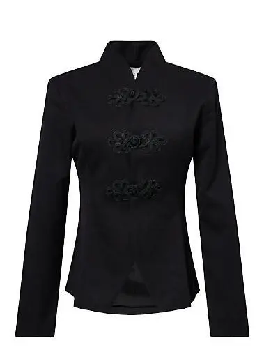 PRETTY LAVISH Knot-button Twill Jacket - Black