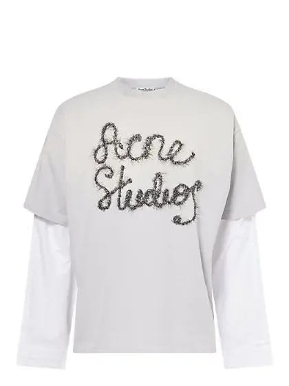 Acne Studios Layered Logo-embellished Cotton T-shirt - Light Blue