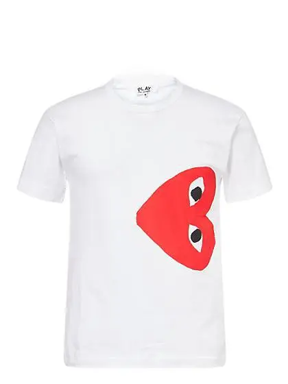 Play Comme Des Garcon Heart-print Cotton-jersey T-shirt - White