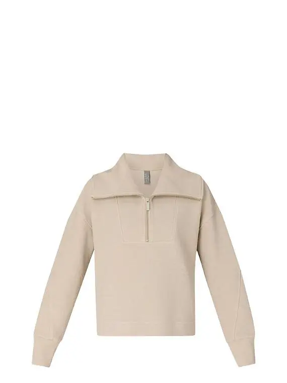 Sweaty Betty Ribbed Stretch-cotton Sweatshirt - Dusk Beige