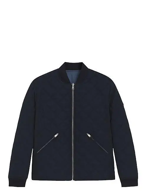 BOSS Reversible Band-collar Quilted Jacket - Dark Blue