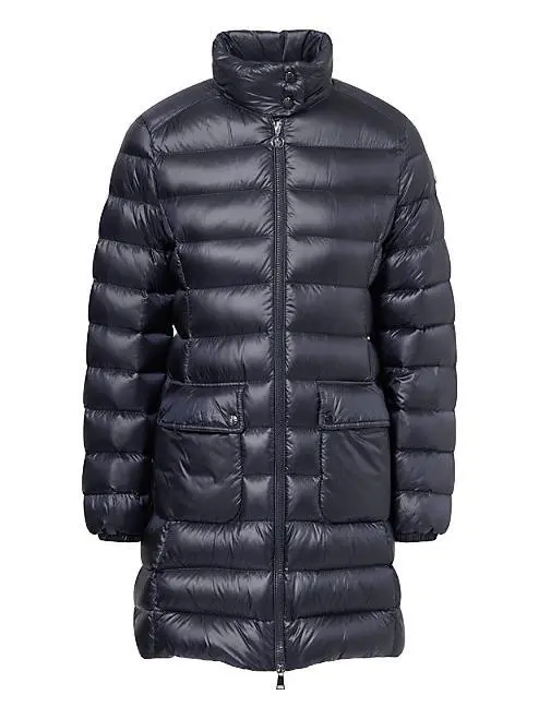 Moncler Genet Long Shell-down Coat - Navy