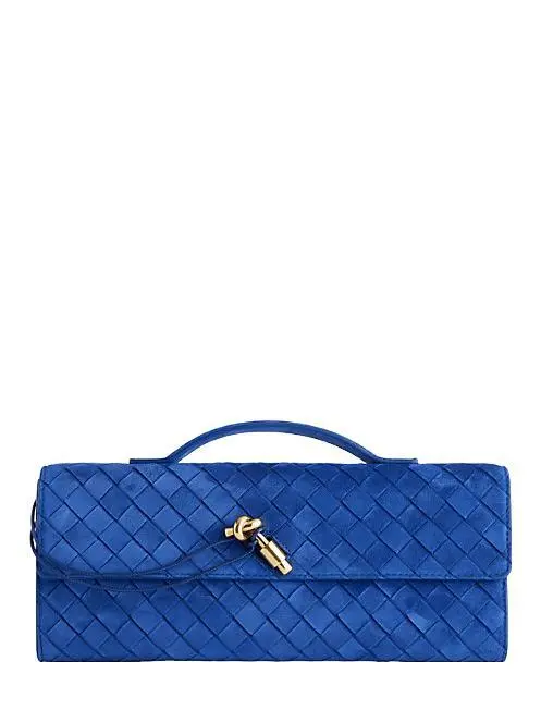 Bottega Veneta Andiamo Suede Clutch Bag - Blue Royal