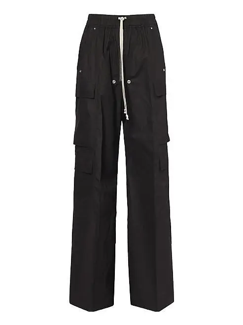 Rick Owens Cargo Wide-leg Cotton Trousers - Black