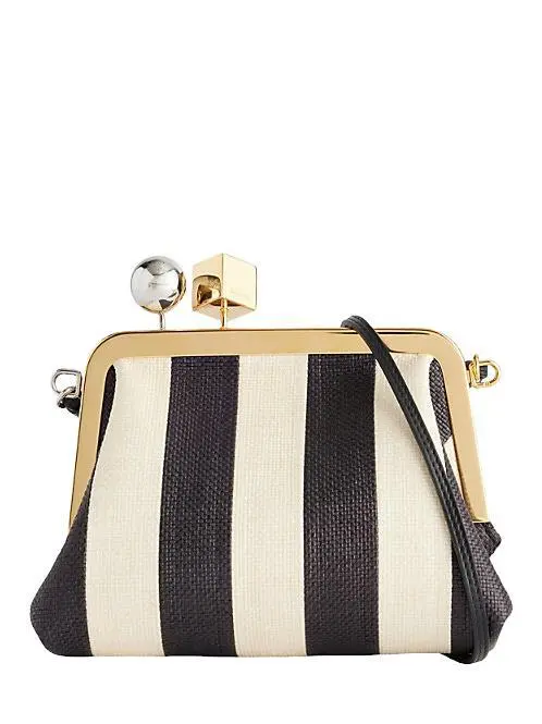 Jacquemus The Berlingot Striped Woven Shoulder Bag - Natural / Black
