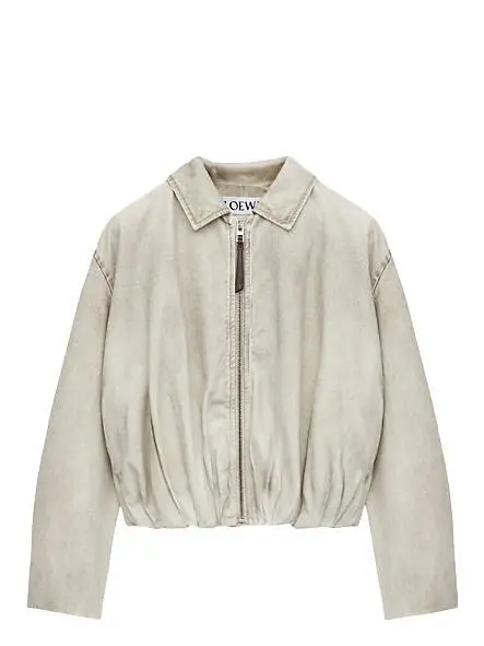 Loewe Draped Long-sleeve Denim Jacket - Light Grey