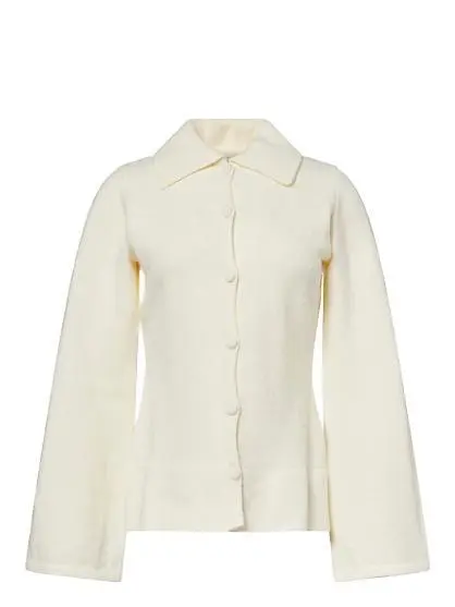 PRETTY LAVISH Ellice Collared Knitted Cardigan - Cream