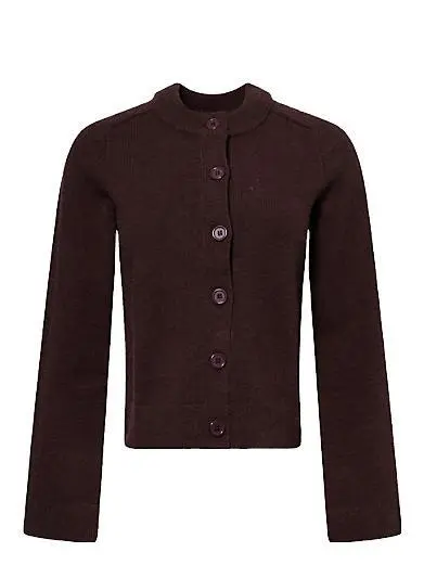 PRETTY LAVISH Katarina Round-neck Knitted Cardigan - Chocolate Brown