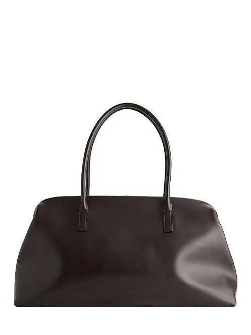 VERAFIED Large Leather Shoulder Bag - Chocolate