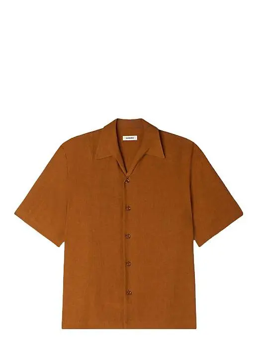 Sandro Collared Relaxed-fit Linen Shirt - Whisky