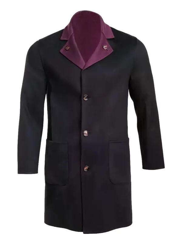 Kiton Reversible Cashmere Overcoat - Blue