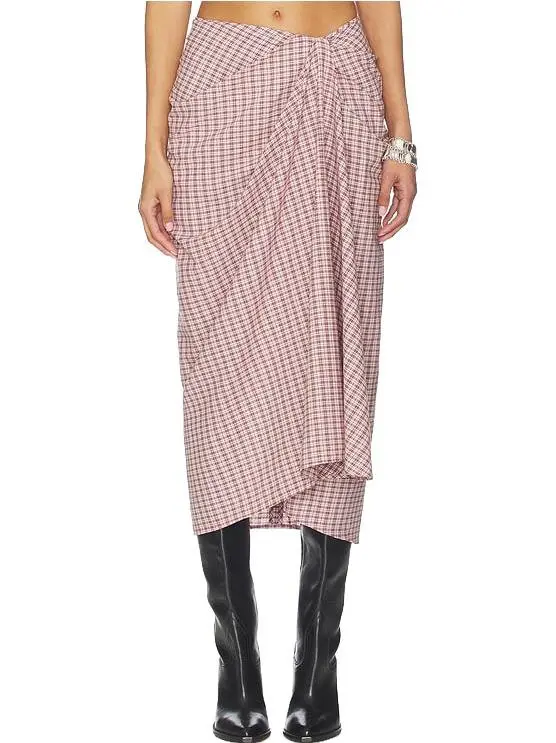 LOVERS AND FRIENDS Cassidy Midi Skirt - Pink Plaid