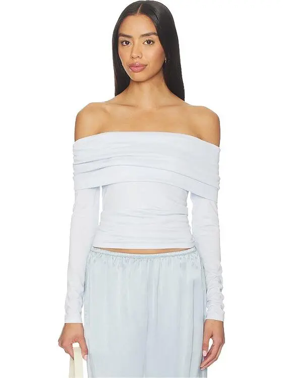 Astr The Label Margie Off-shoulder Top - Powder Blue
