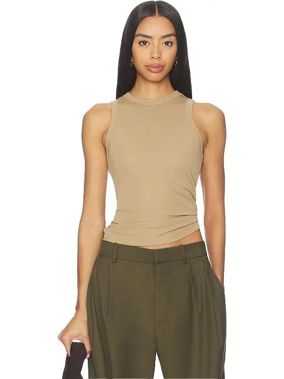 AYA MUSE Jersey High Neck Tank - Khaki