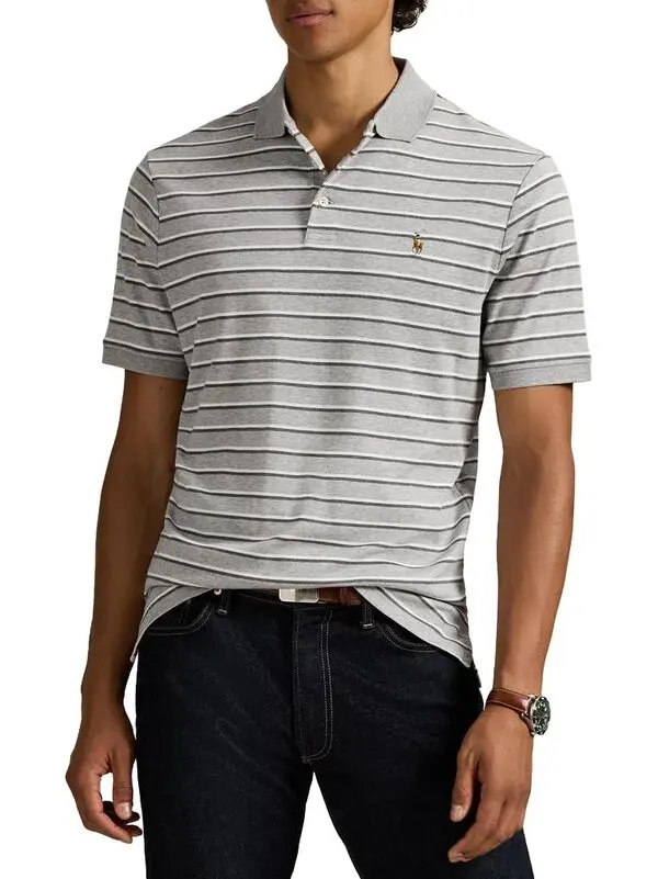 Polo Ralph Lauren Classic Fit Stripe Cotton Polo - Andover Heather Grey Multi