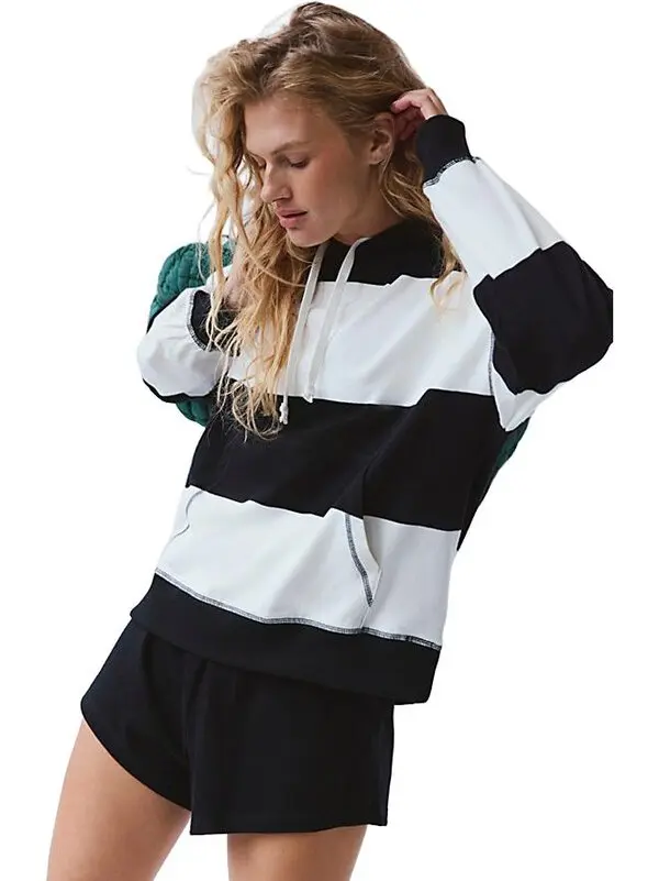 Free People Retro Rugby Hooded Set - Black Combo
