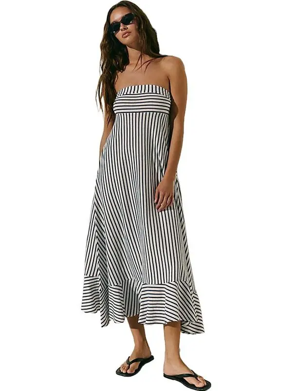 Free People Sadie Striped Midi Dress - Sky Dive Combo