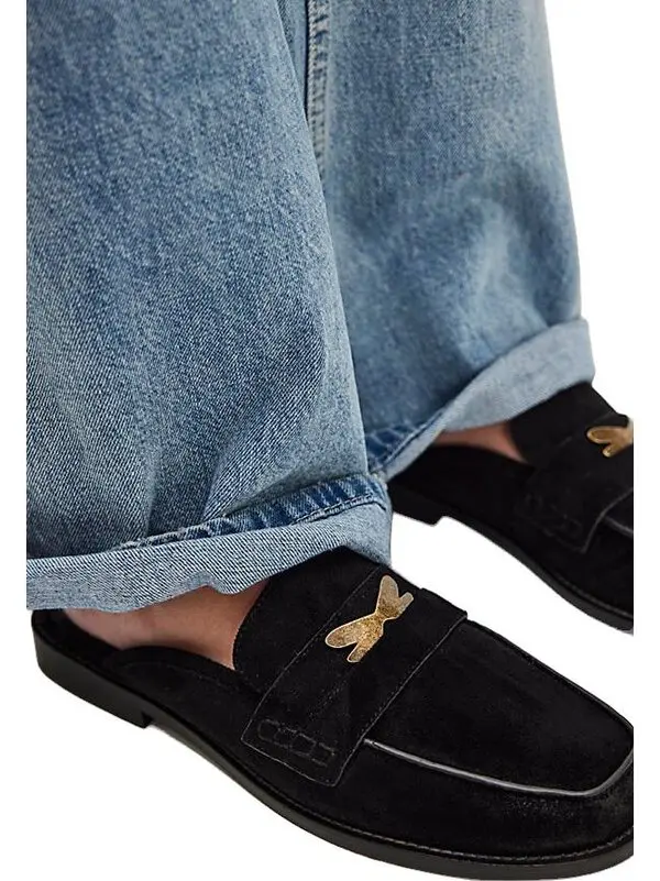 Free People Lucky Loafer Mules - Black