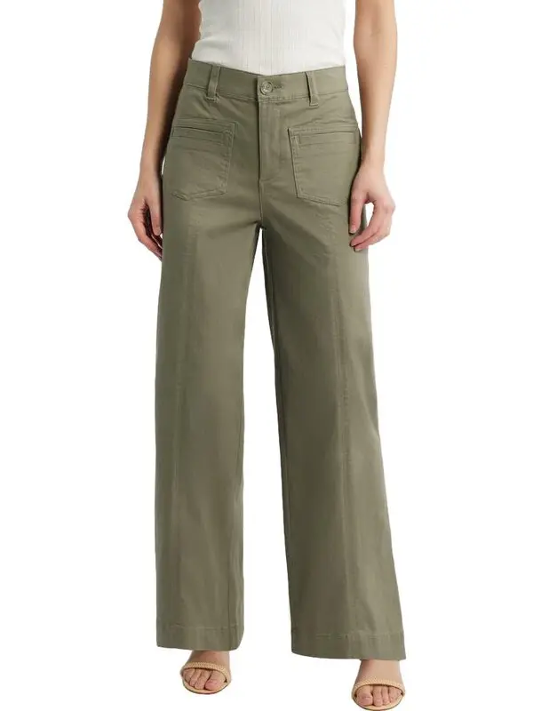 Wit & Wisdom Skyrise Patch Pocket Wide Leg Pants - Laurel Oak