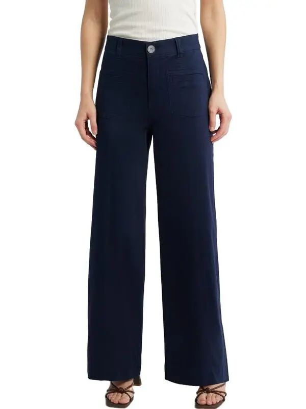 Wit & Wisdom Skyrise Patch Pocket Wide Leg Pants - Navy