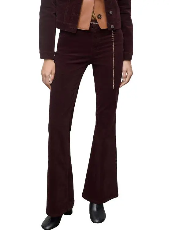 Mango Flare Velvet Jeans - Wine