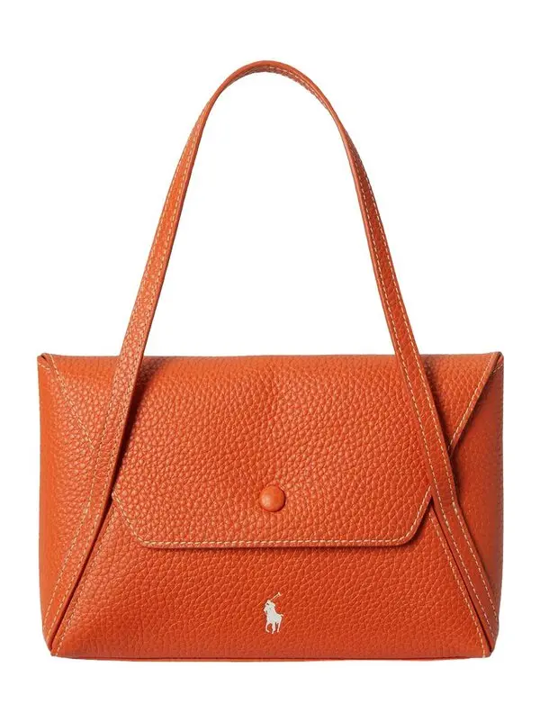 Polo Ralph Lauren Polo Play Pebble Leather Envelope Shoulder Bag - Sunset Orange