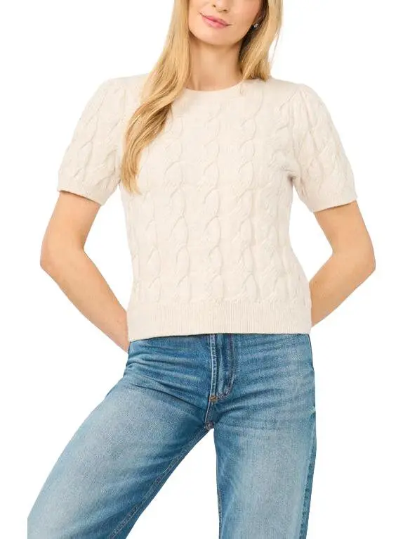 CECE DUPRAZ Cotton Blend Cable Knit Sweater - Sugar