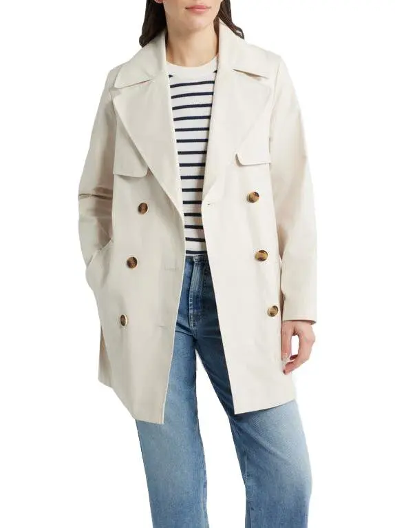 Via Spiga Water Resistant Cotton Blend Trench Coat - Oyster