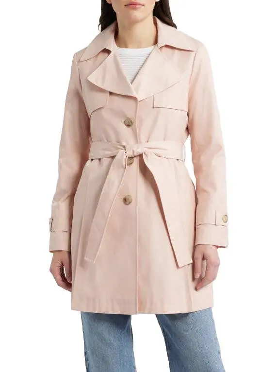 Via Spiga Water Resistant Cotton Blend Trench Coat - Ballet Slipper