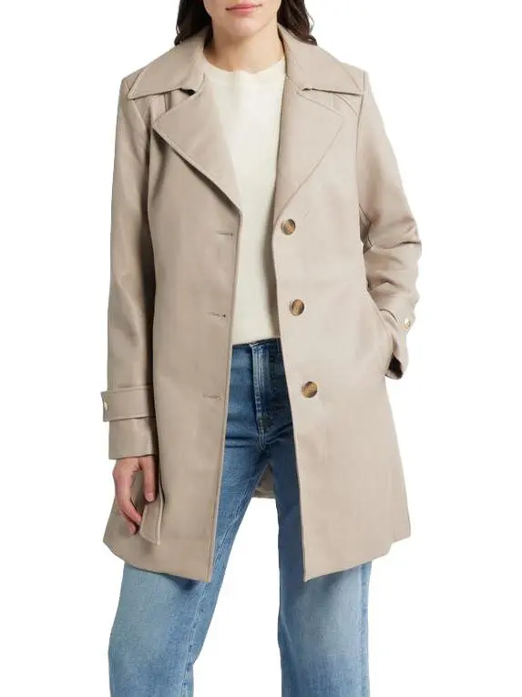 Via Spiga Belted Faux Leather Trench Coat - Dune