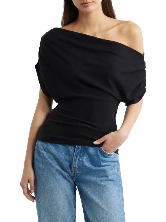 REFORMATION Iris One-shoulder Knit Top - Black