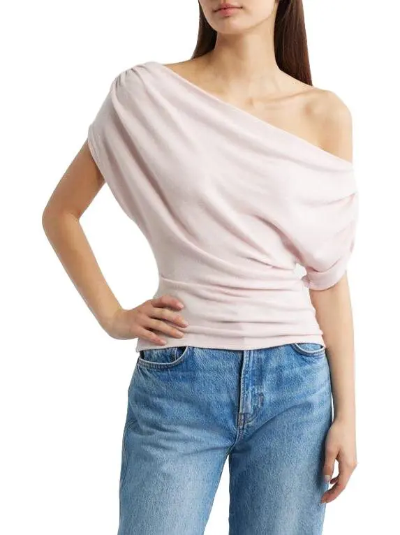 REFORMATION Iris One-shoulder Knit Top - Cherry Blossom