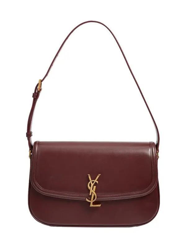 Saint Laurent Large Solferino Leather Shoulder Bag - Rouge Cabernet