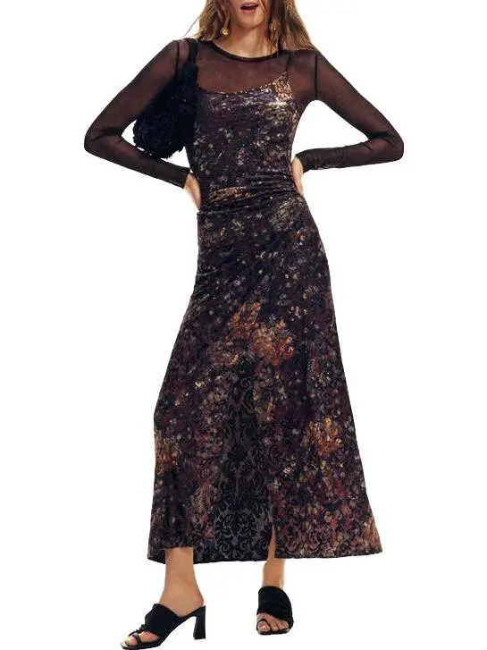 Desigual Metallic Mixed Print Dress - Black