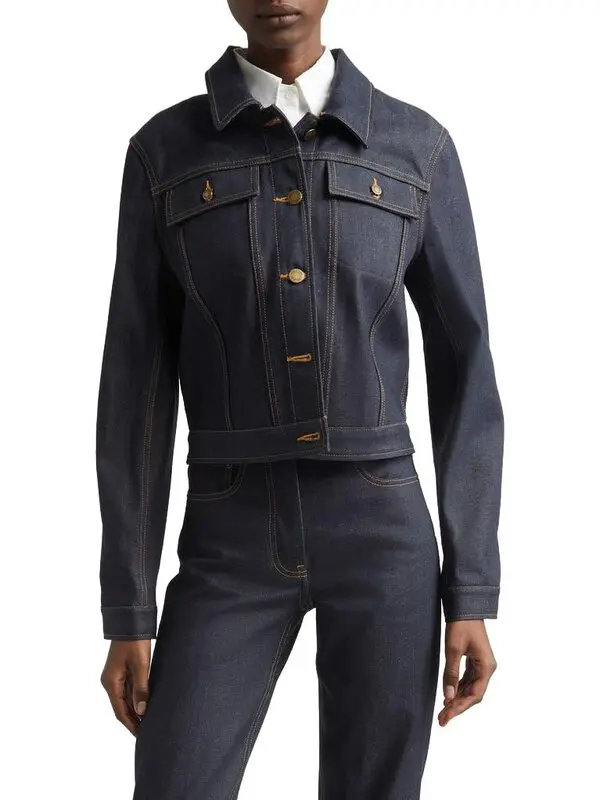 Thom Browne Shrunken Denim Jacket - Navy