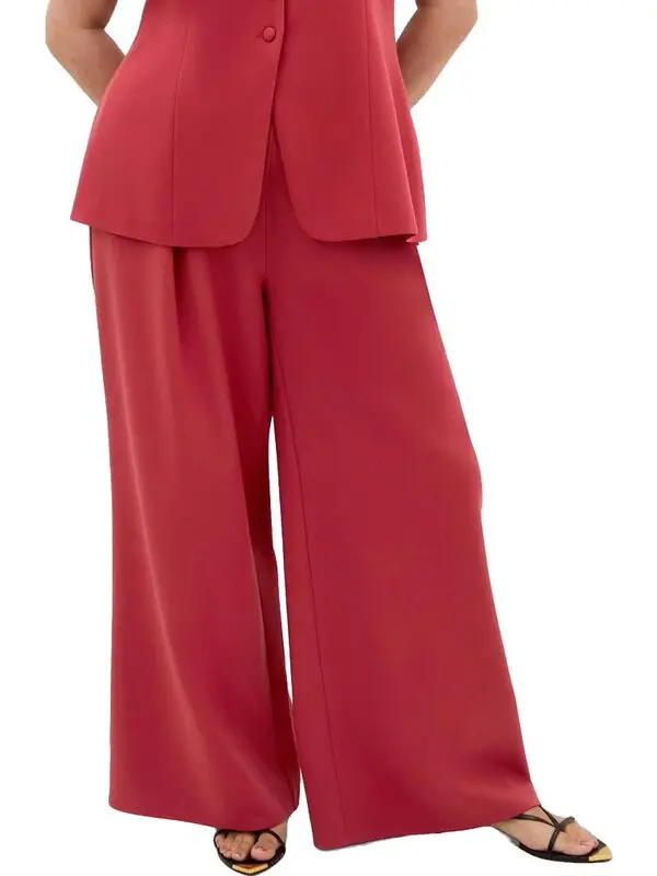 City Chic Tori Pleat Wide Leg Pants - Sienna