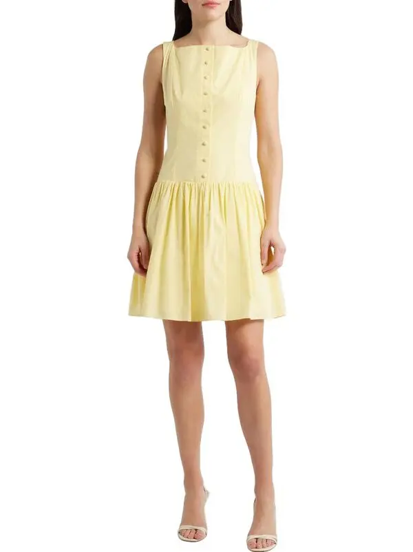 Julia Jordan Square Neck Cotton Dress - Yellow