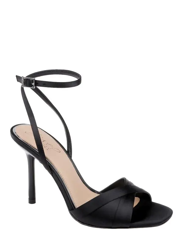 Badgley Mischka Parisa Ankle Strap Sandal - Black Satin