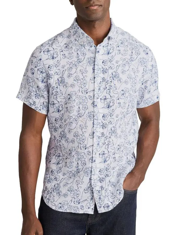 Bonobos Riviera Slim Fit Floral Short Sleeve Linen Button-down Shirt - Shadow Floral