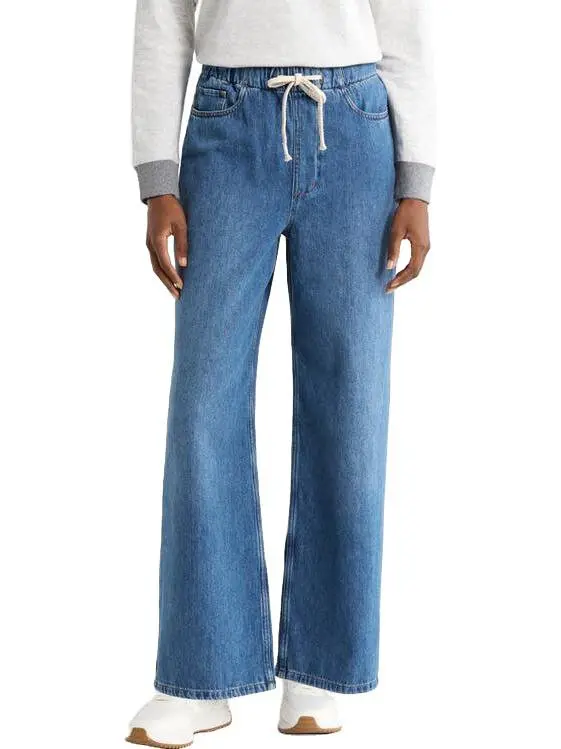 Marine Layer Wide Leg Denim Pants - Medium Wash
