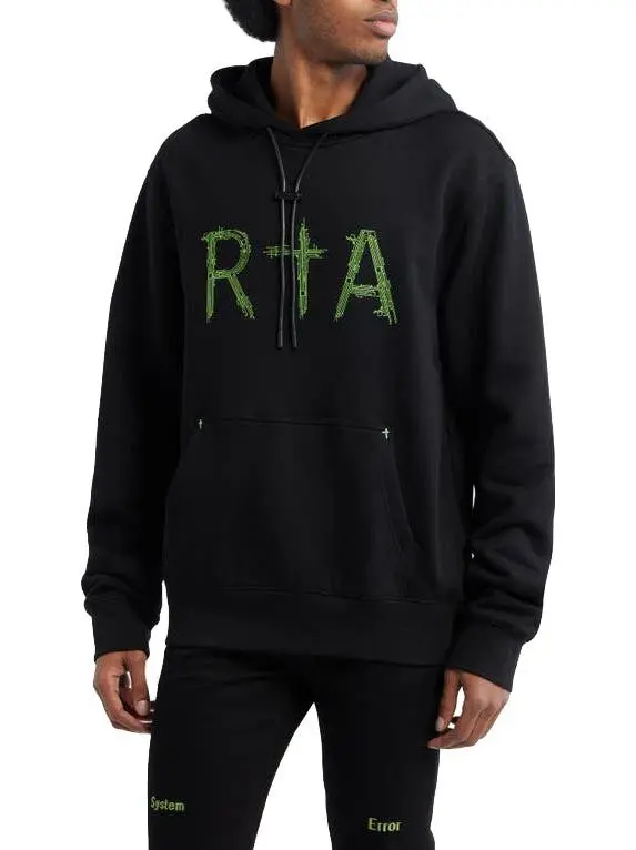RtA Dion Oversize Logo Cotton Hoodie - Black Circuit