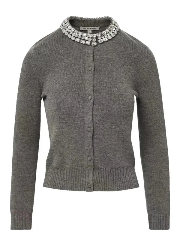 Veronica Beard Daro Embellished Cardigan - Grey