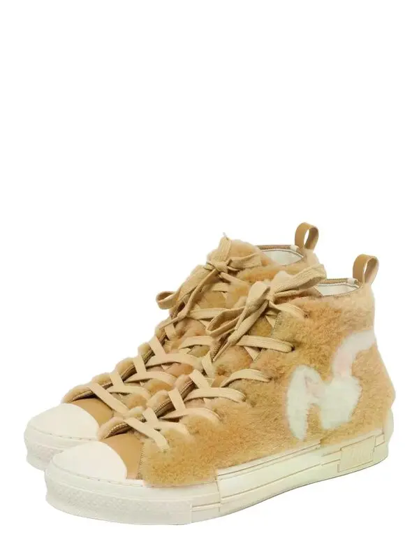 Dior Bunny-motif Shearling High-top Sneakers - Neutrals