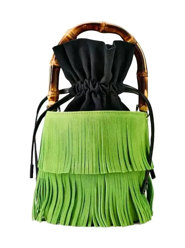 SIMONMILLER Tiki Fringe Bucket Bag - Green