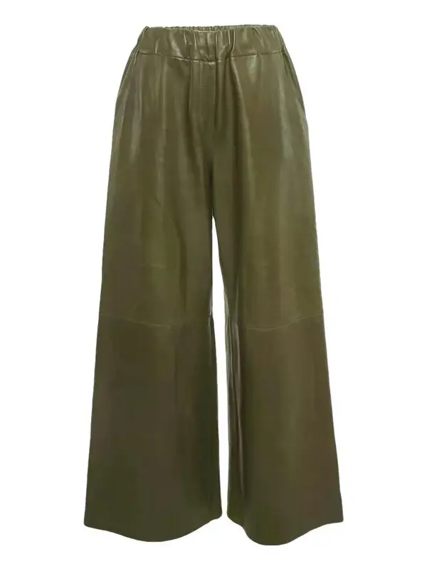 Loewe Leather Wide-leg Trousers - Green